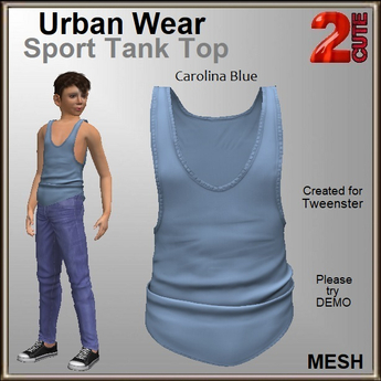 Second Life Marketplace - Urban Wear Sport Tank Top [2cute] Carolina Blue